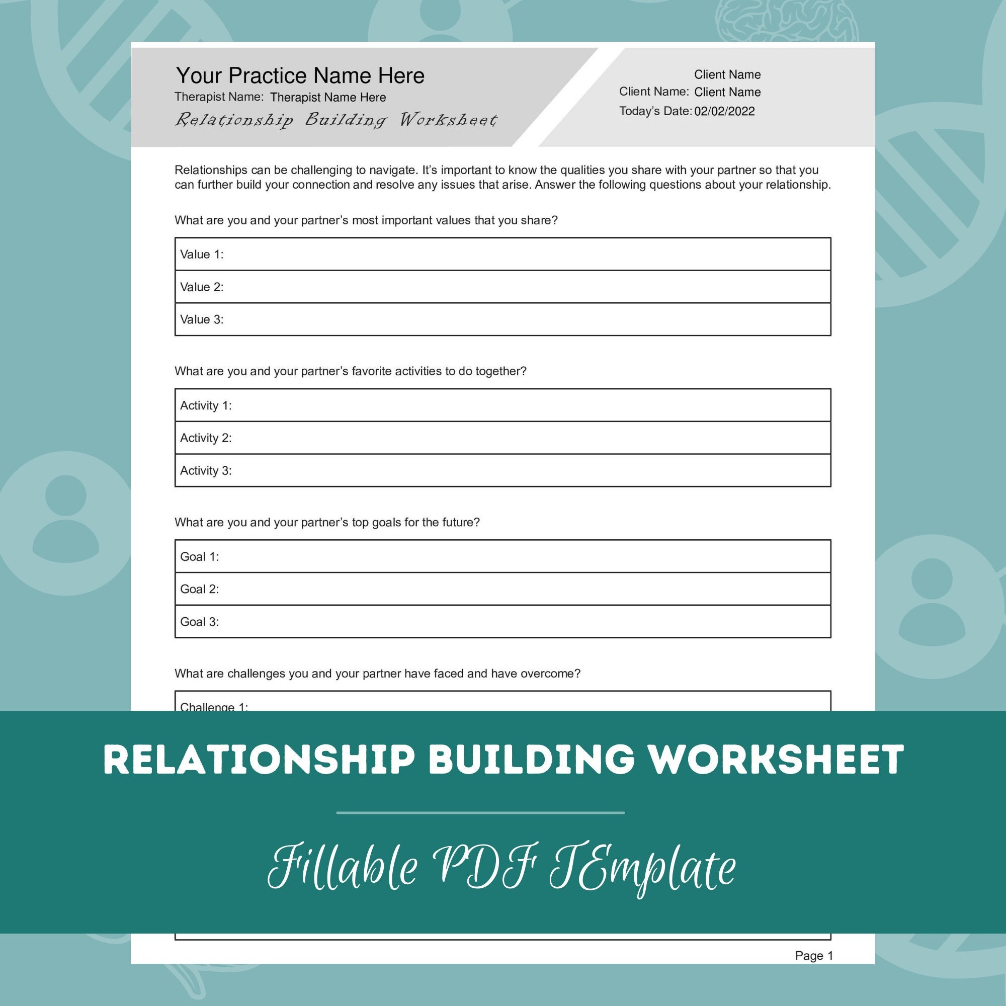 Relationship Building Worksheet | Editable / Fillable PDF Template ...