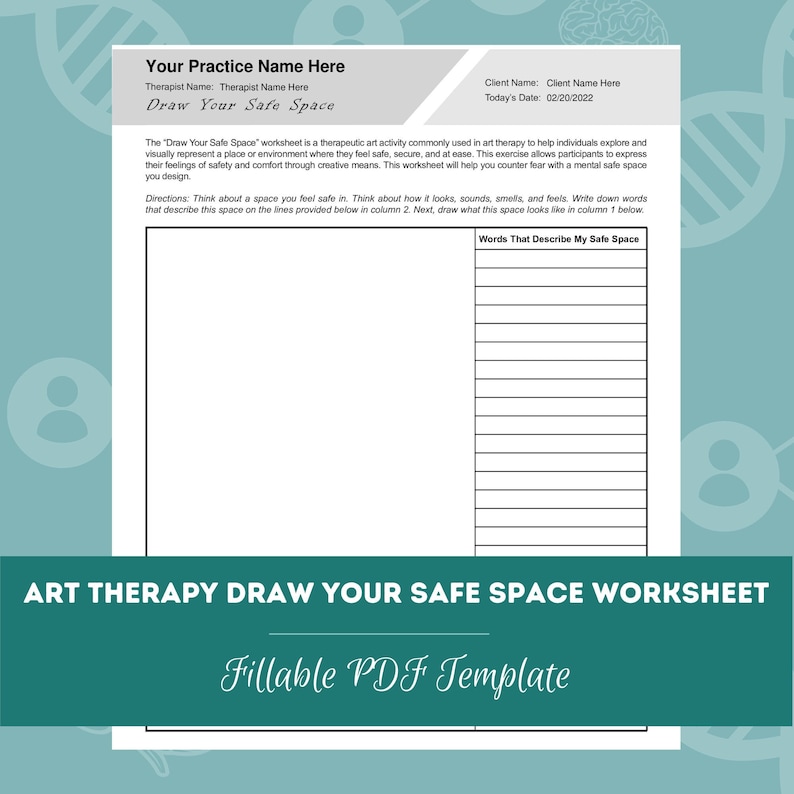 Art Therapy Draw Your Safe Space Worksheet | Editable / Fillable PDF ...