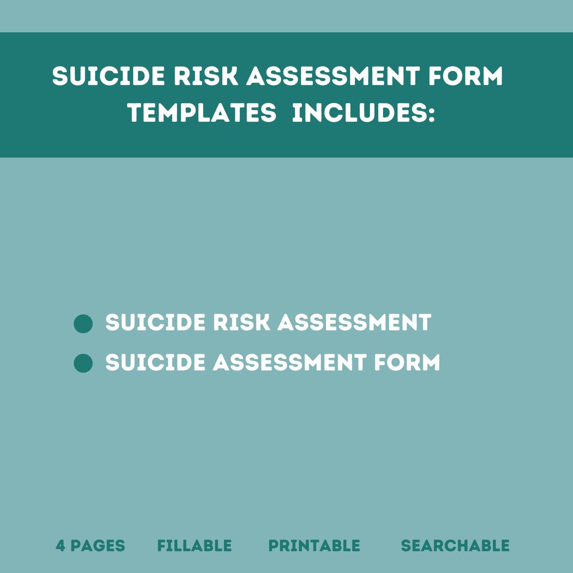 Suicide Assessment Form Template | Editable / Fillable / Printable PDF ...