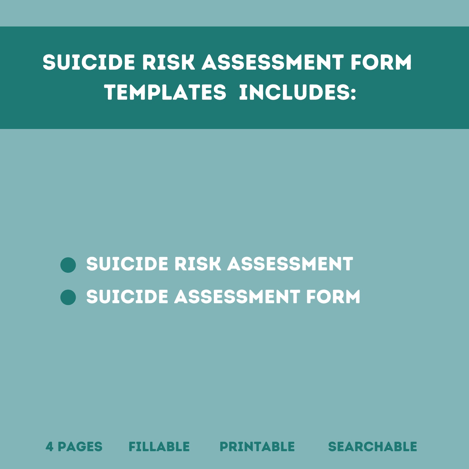 Suicide Assessment Form Template | Editable / Fillable / Printable PDF ...