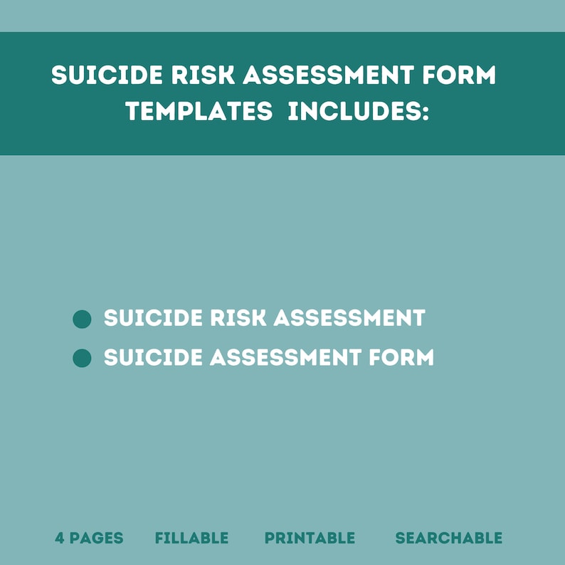 Suicide Assessment Form Template | Editable / Fillable / Printable PDF ...