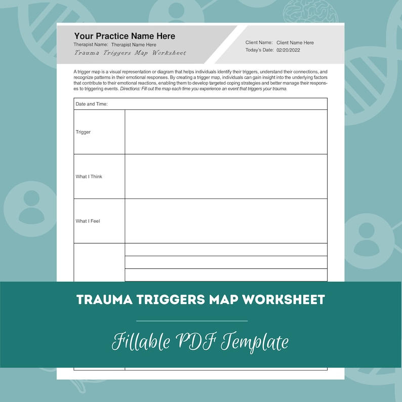 Trauma Triggers Map Worksheet | Editable / Fillable PDF Template | for ...