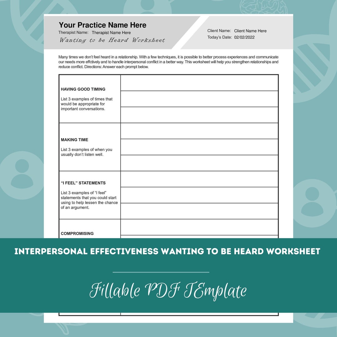 Interpersonal Effectiveness Wanting to Be Heard Worksheet | Editable ... Interpersonal Effectiveness Wanting to Be Heard Worksheet | Editable ...