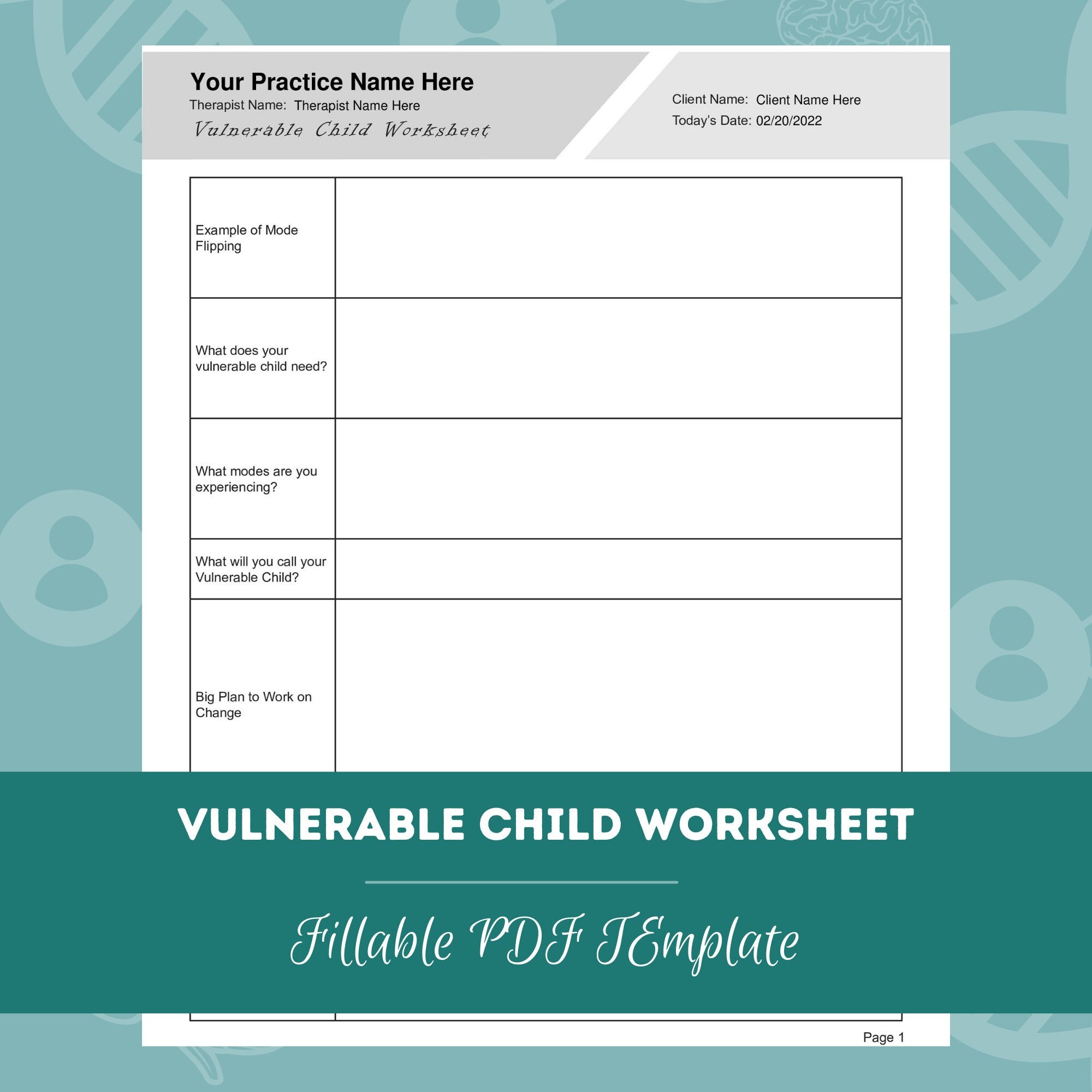 Vulnerable Child Worksheet | Editable / Fillable PDF Template | for ...