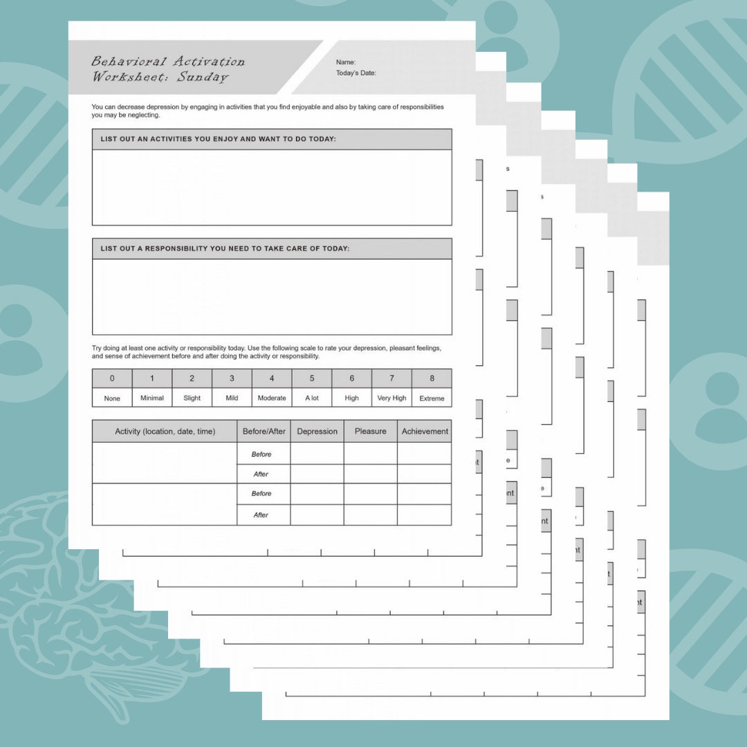 Behavioral Activation Worksheet Therapy Template | Editable / Fillable ...