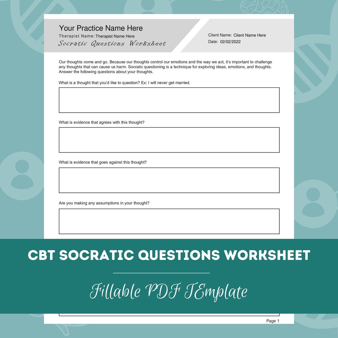 CBT Socratic Questions Worksheet Editable / Fillable PDF for Counselors ... CBT Socratic Questions Worksheet Editable / Fillable PDF for Counselors ...