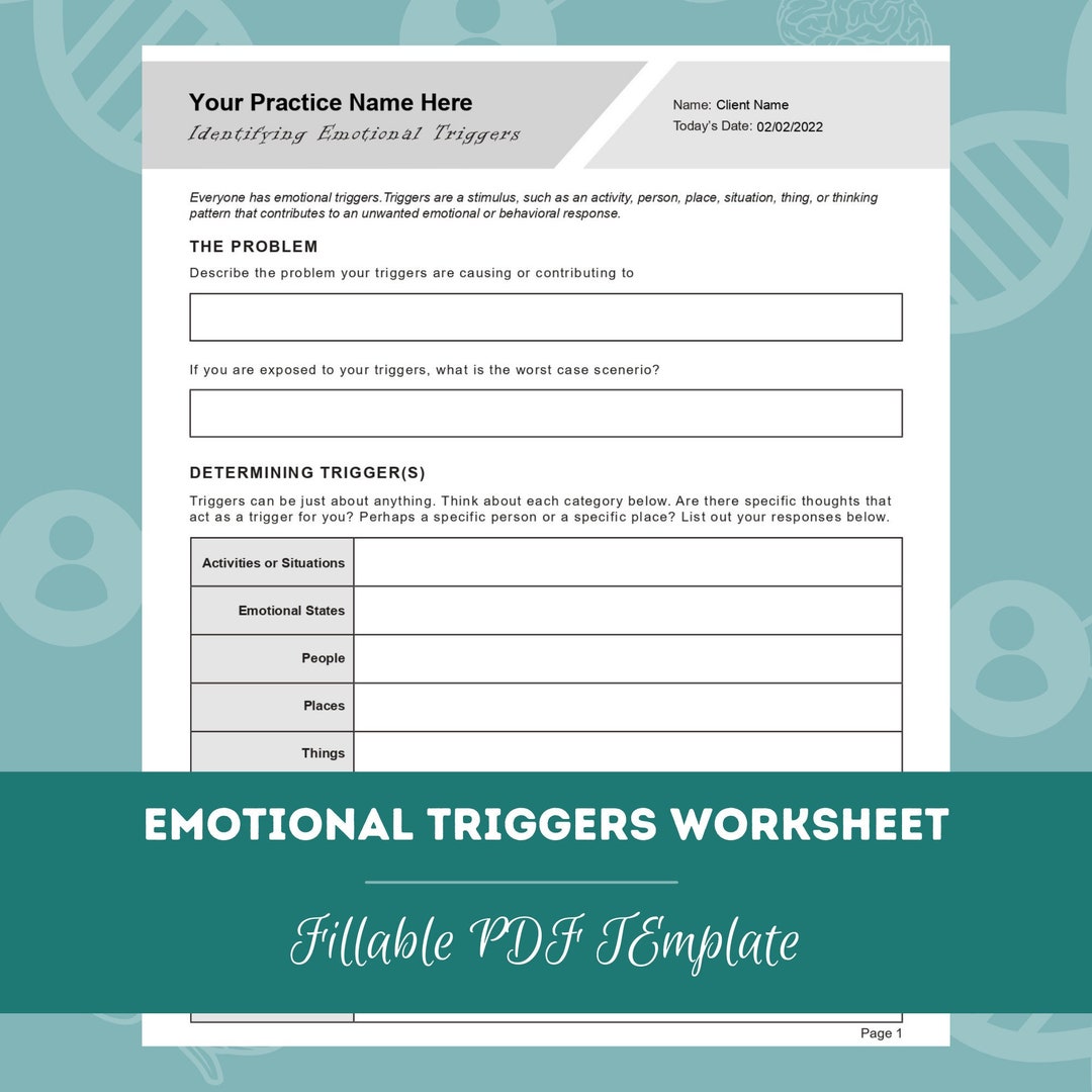 Emotional Triggers Worksheet | Editable / Fillable PDF Template | for ... Emotional Triggers Worksheet | Editable / Fillable PDF Template | for ...