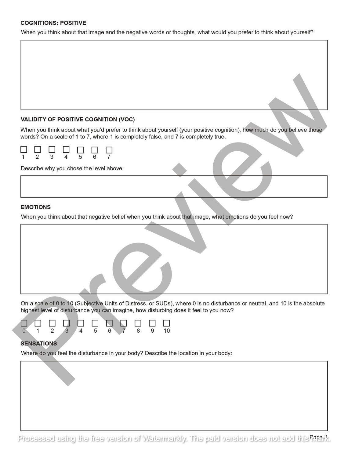 EMDR Phase 3 - Assessment Worksheet | Editable / Fillable PDF Template ...