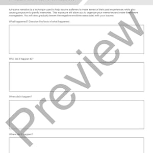 Trauma Narrative Worksheet | Editable / Fillable PDF Template | for ...