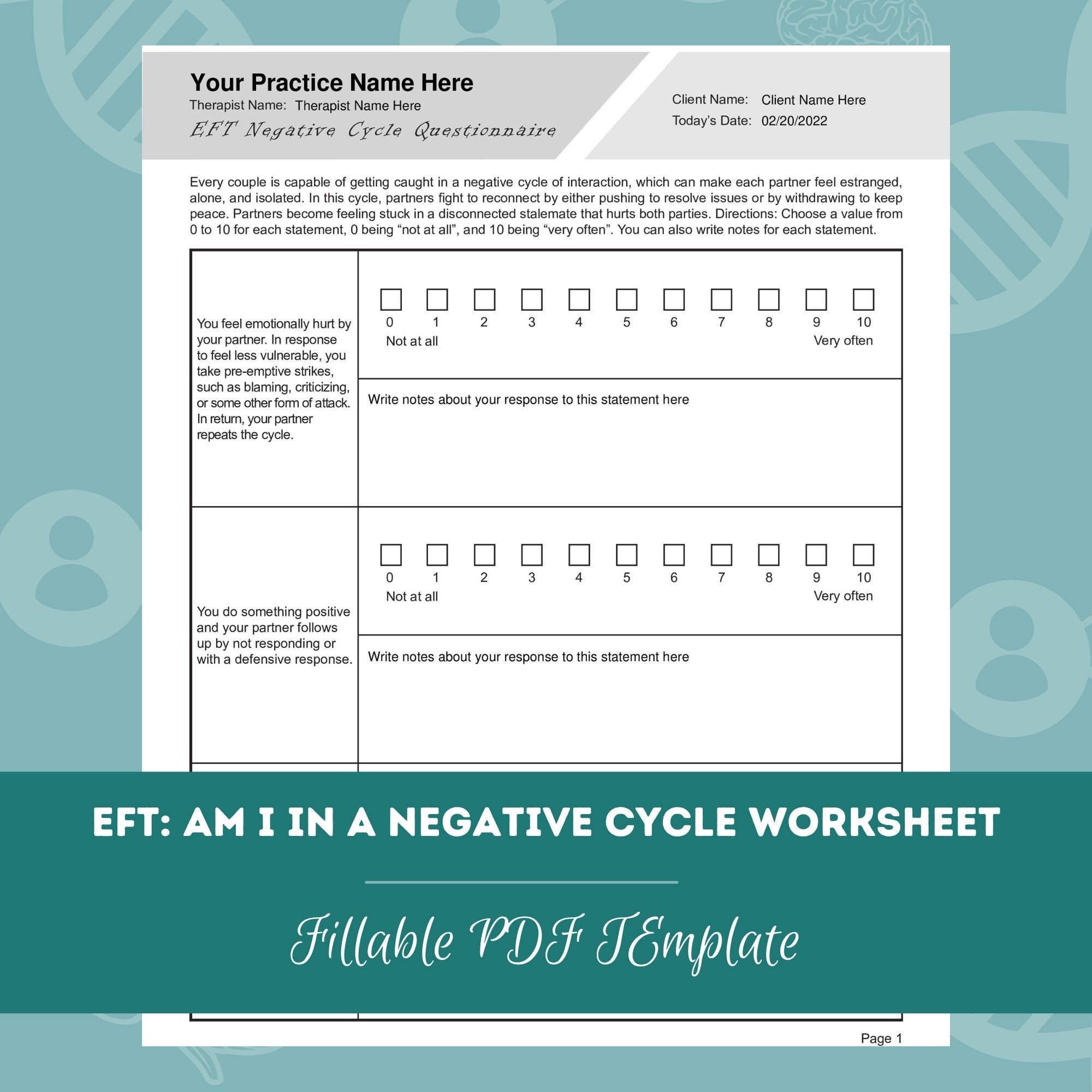 EFT: Am I in a Negative Cycle Worksheet | Editable / Fillable PDF ...