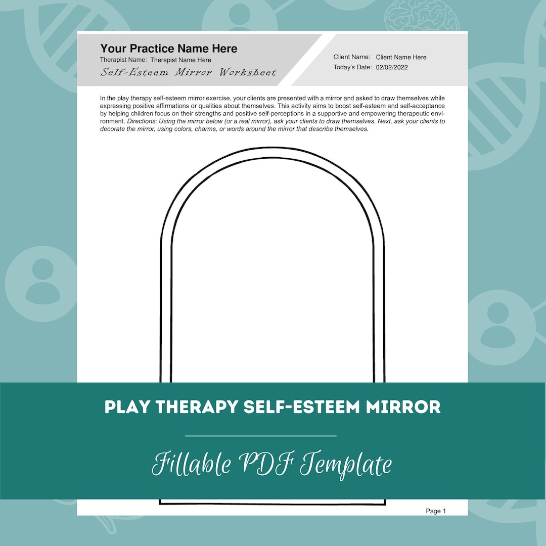Play Therapy Self-esteem Mirror | Editable / Fillable PDF Template ...