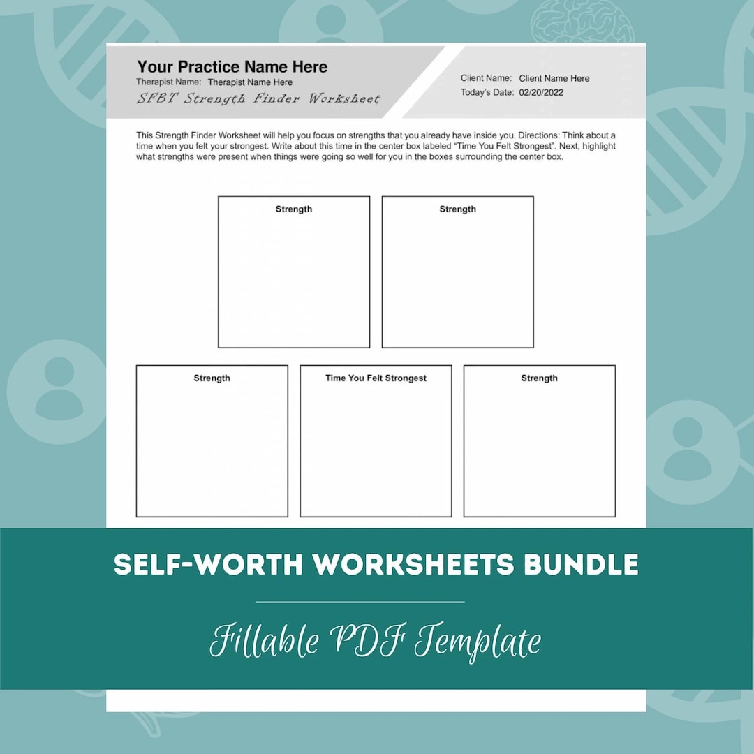 Self-worth Worksheets Bundle | 40 Editable / Fillable / Printable PDF ...