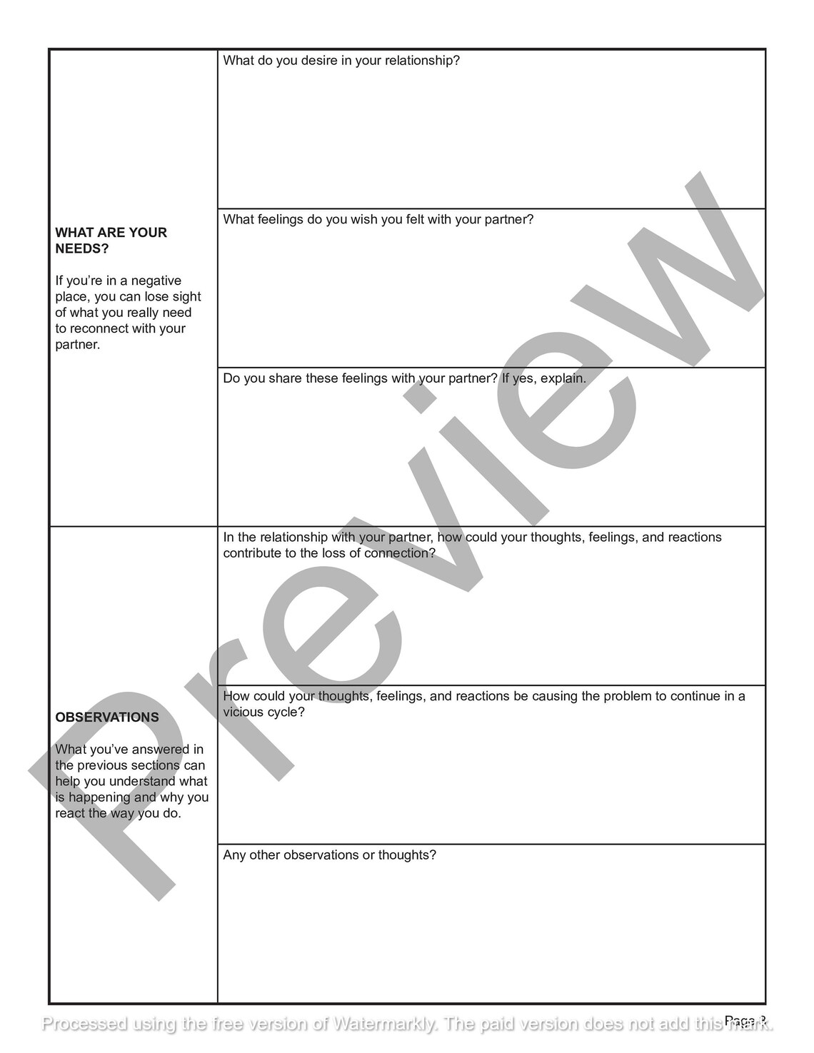EFT Cycle Questions Worksheet | Editable / Fillable PDF Template | for ...