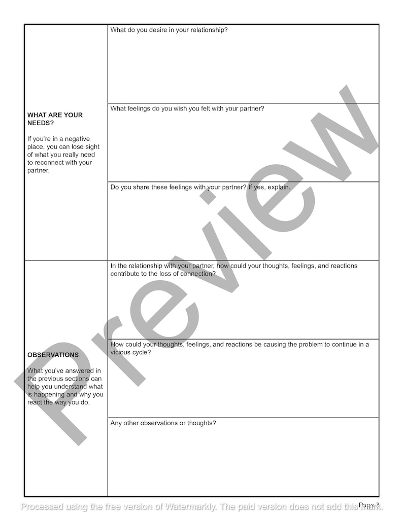 EFT Cycle Questions Worksheet | Editable / Fillable PDF Template | for ...