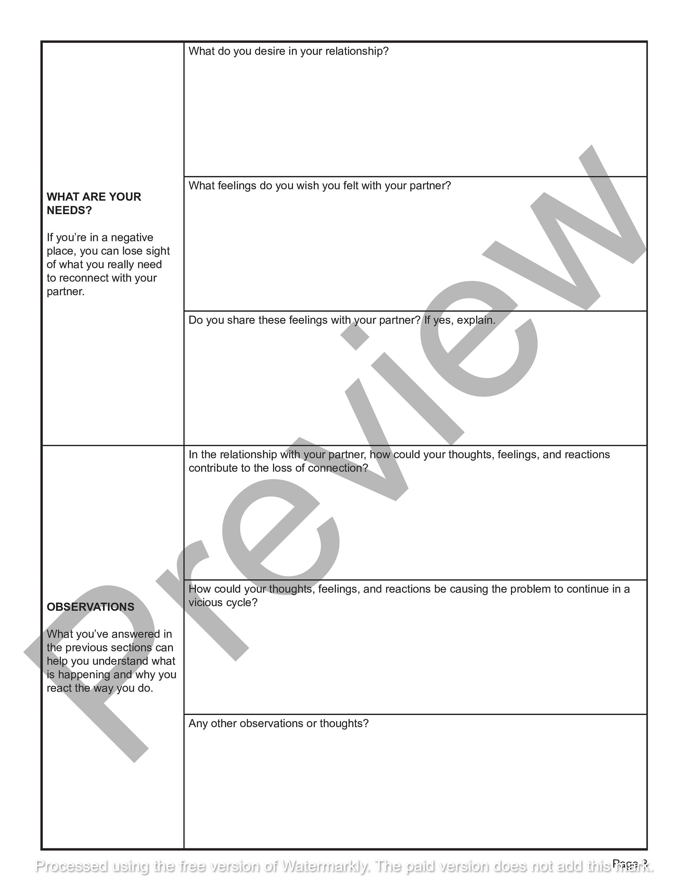 EFT Cycle Questions Worksheet | Editable / Fillable PDF Template | for ...