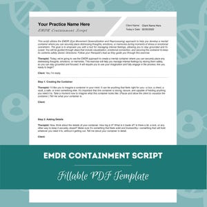 EMDR Containment Script Worksheet | Fillable PDF | Counselors ...