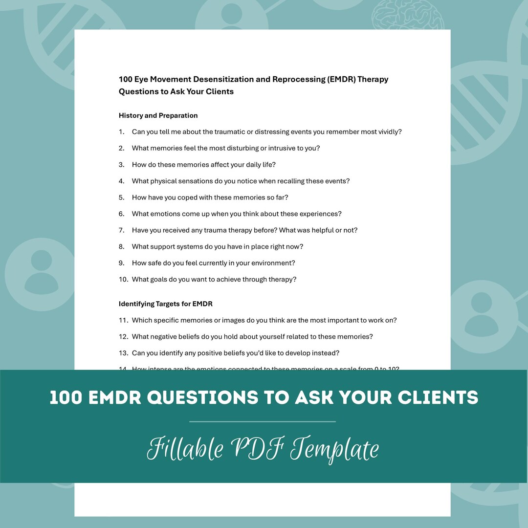 100 EMDR Therapy Questions to Ask Clients (PDF Templates Bundle ...