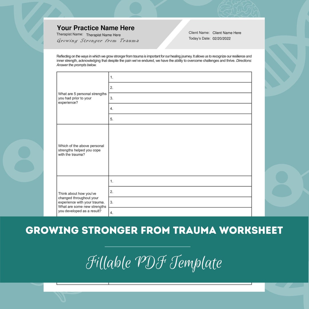 Growing Stronger From Trauma Worksheet | Editable / Fillable PDF ...
