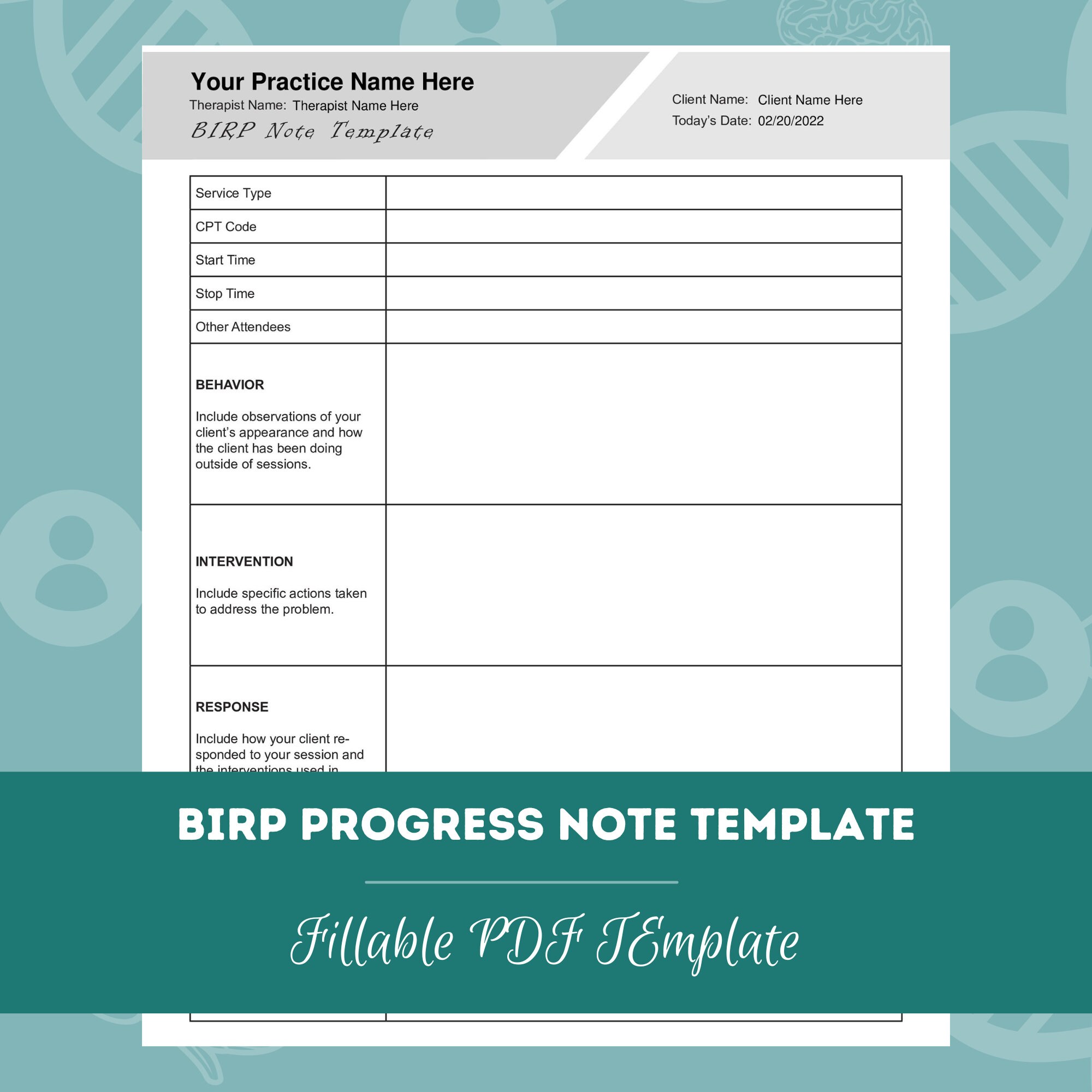 Progress Notes PDF Templates for Mental Health | Editable / Fillable ...