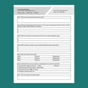 Suicide Prevention Worksheets Bundle Editable / Fillable / Printable ...