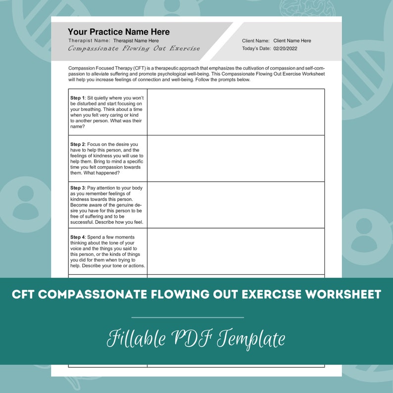 Compassion-focused Therapy Worksheets Bundle 14 Editable / Fillable PDF ...