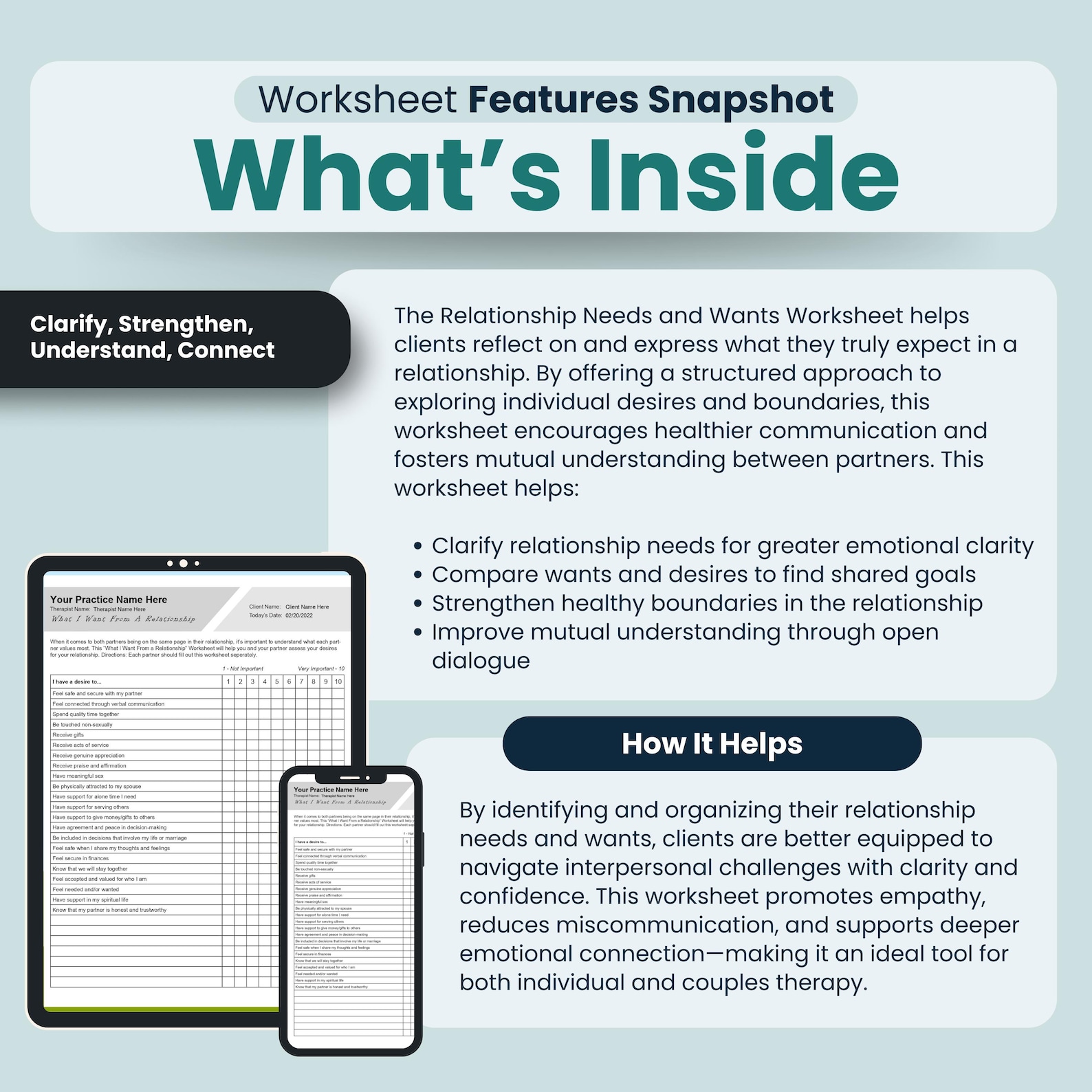 Relationship Needs and Wants Worksheet | Couples Therapy Resource ...