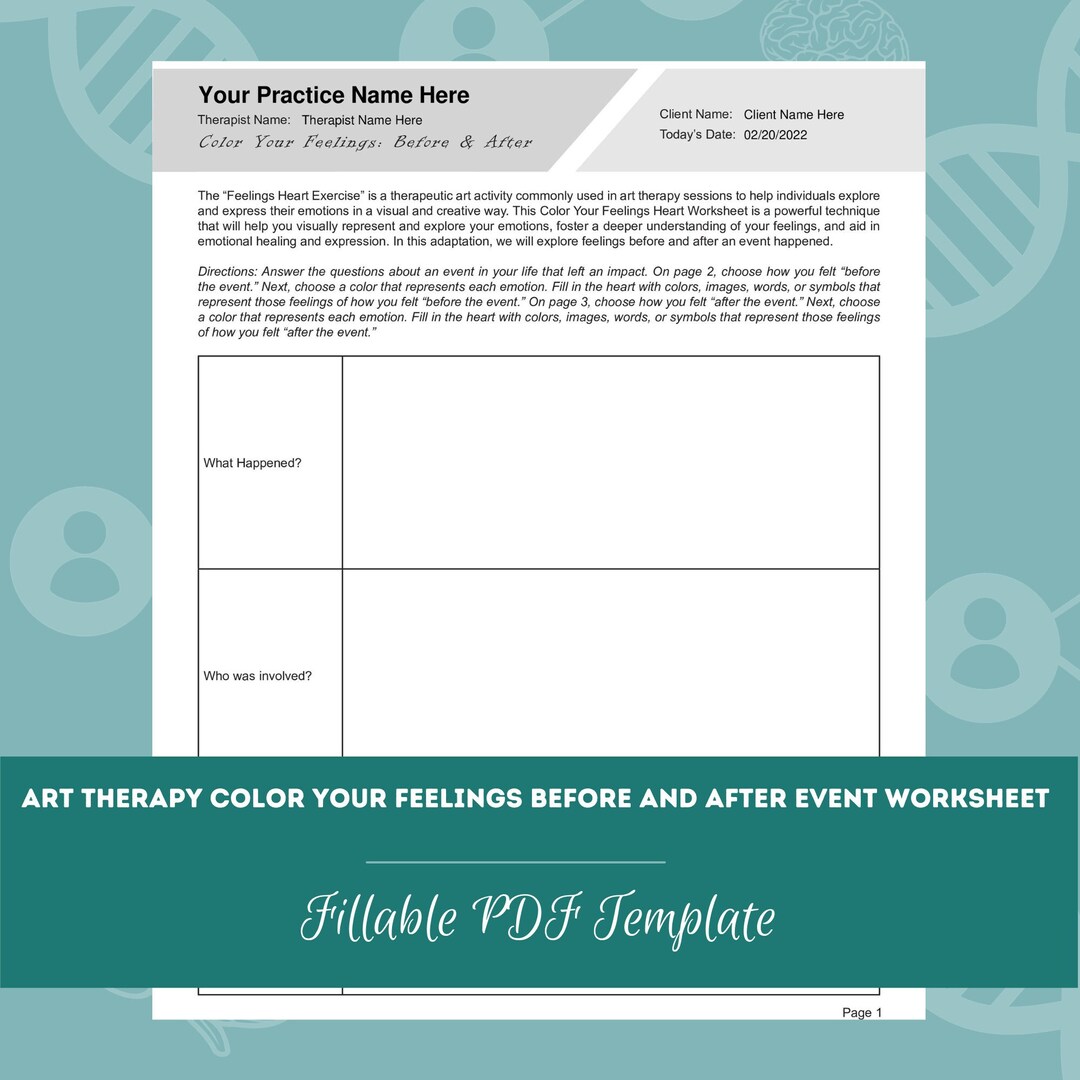 Art Therapy Color Your Feelings Before and After Event Worksheet ...