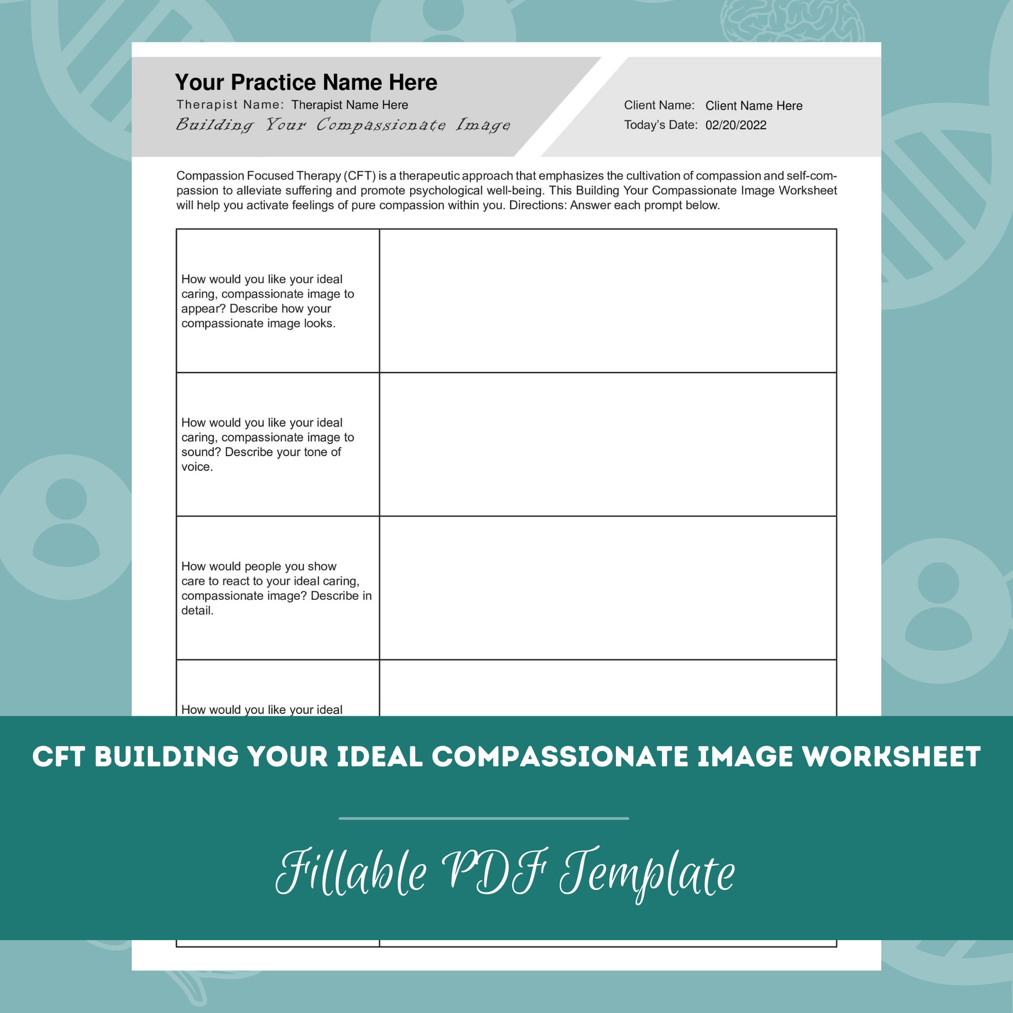 Compassion-focused Therapy Worksheets Bundle 14 Editable / Fillable PDF ...