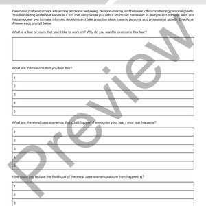 Overcoming Fear Worksheet | Editable / Fillable PDF | for Counselors ...