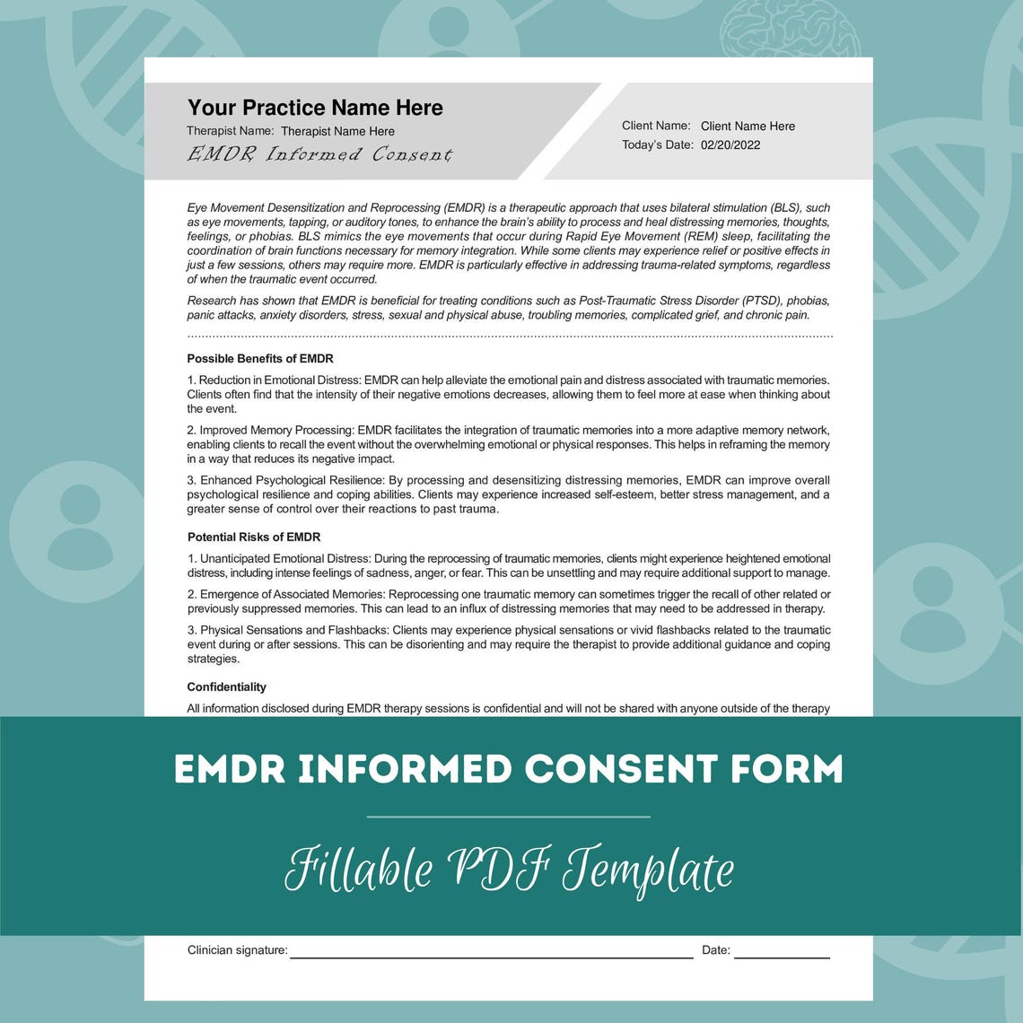 EMDR Informed Consent Form | Fillable PDF | Counselors, Psychologists ...