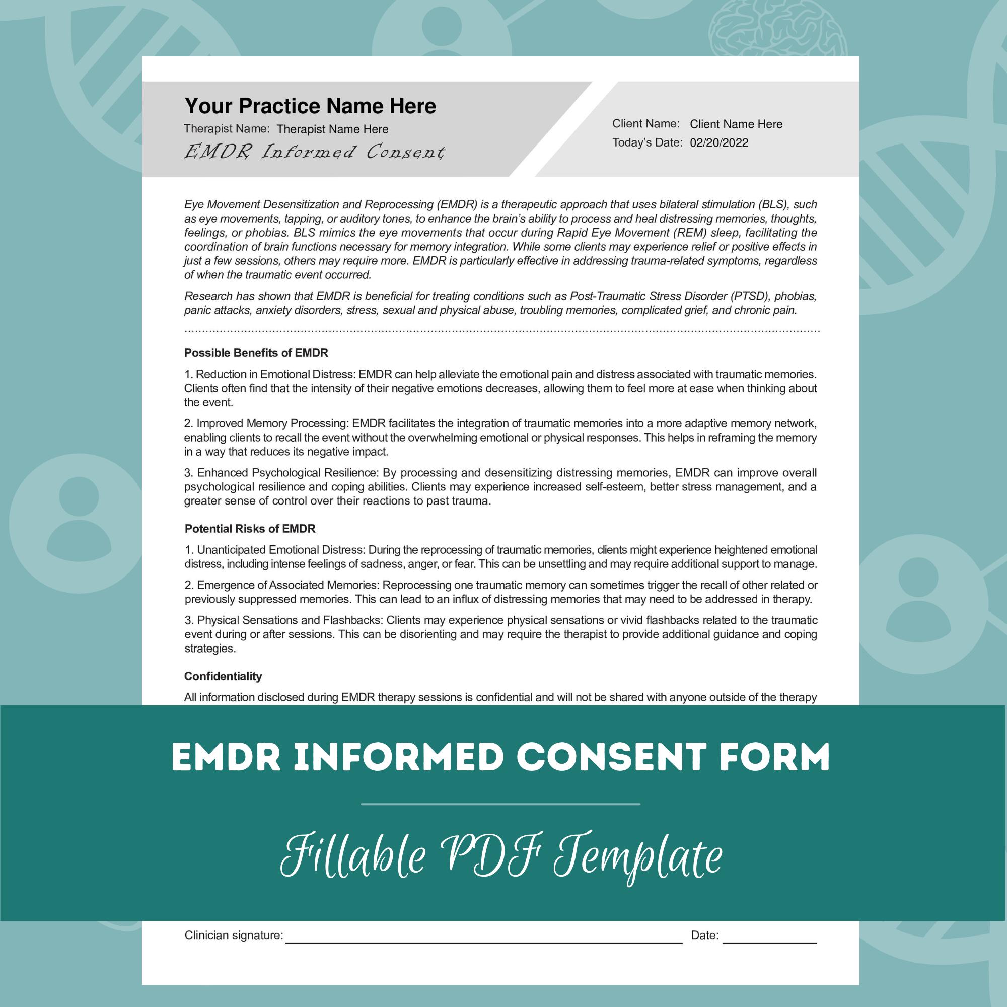 EMDR Informed Consent Form | Fillable PDF | Counselors, Psychologists ...