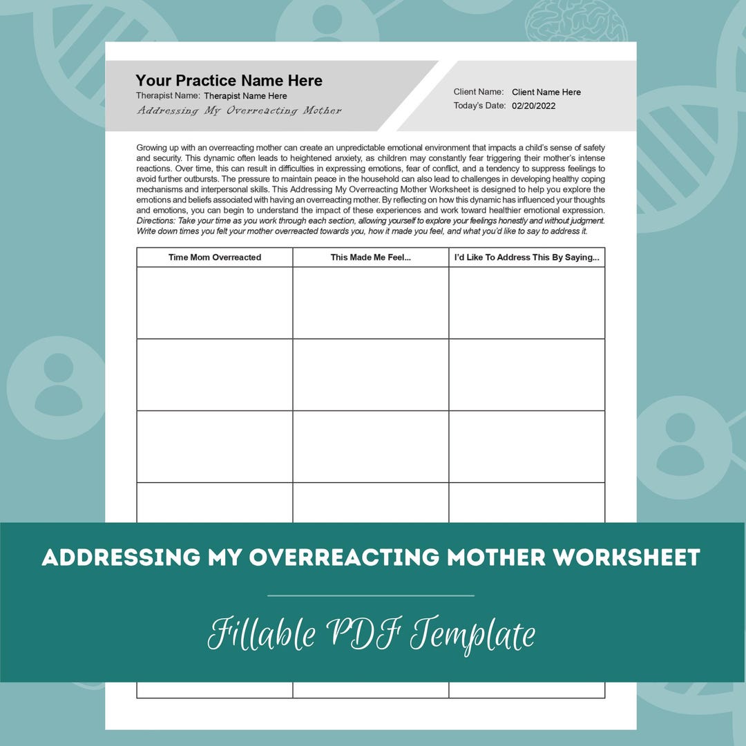 Addressing My Overreacting Mother Inner Child Worksheet (fillable ...