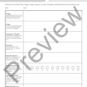 EMDR TICES Worksheet | Editable / Fillable PDF Template | for ...