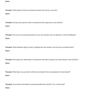 Narrative Therapy Unique Outcomes Technique Script Worksheet | Fillable ...