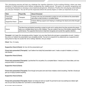 Challenging the “all or Nothing” Cognitive Distortion Role-playing ...