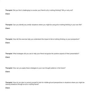 Challenging the “all or Nothing” Cognitive Distortion Role-playing ...