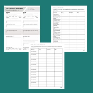 Mental Health Check-in Template Editable / Fillable PDF for Counselors ...