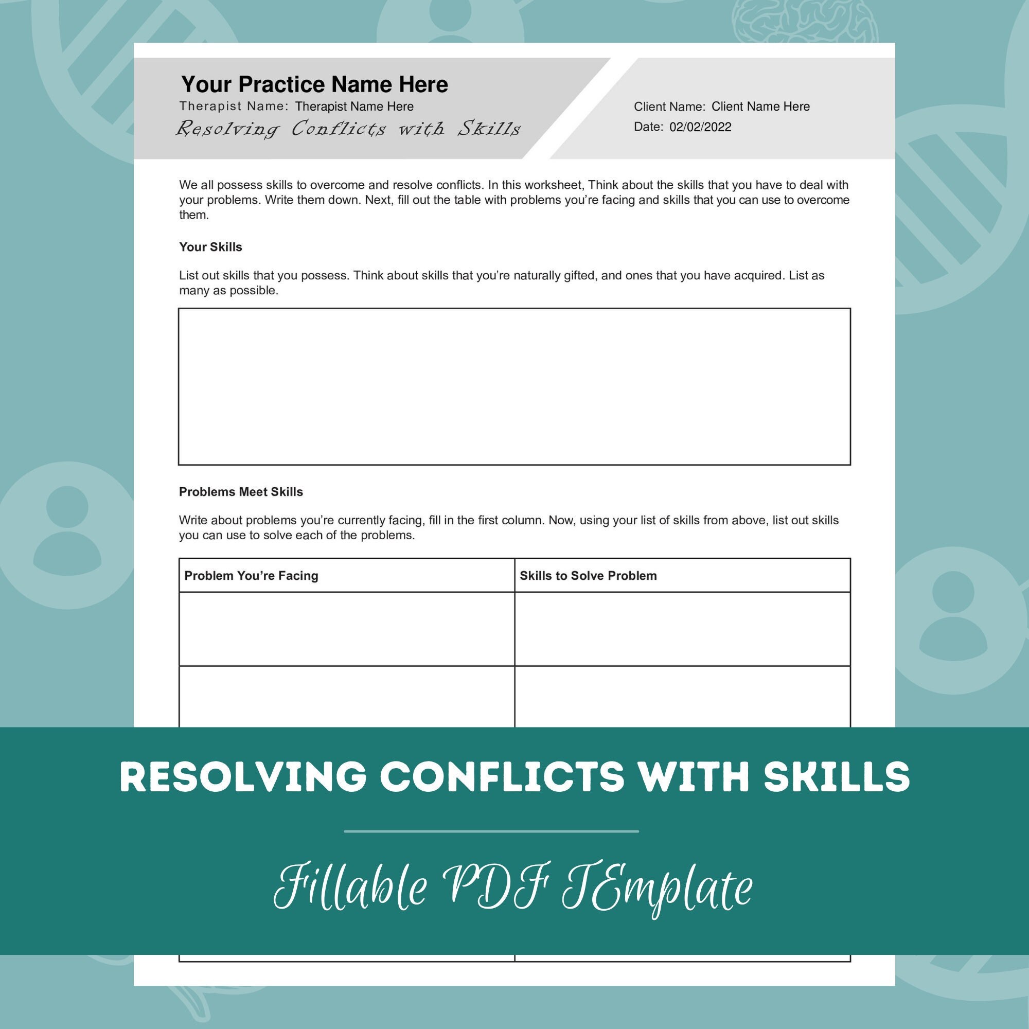 Narrative Therapy Resolving Conflicts With Skills Worksheet - Etsy