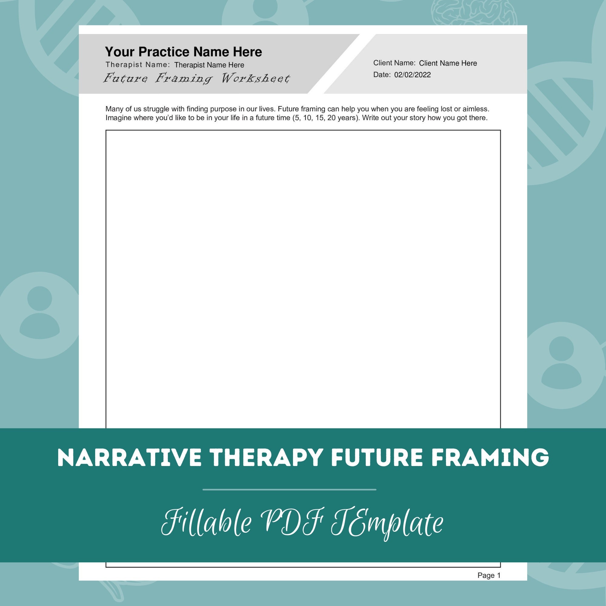 Narrative Therapy Future Framing Worksheet | Editable / Fillable PDF Template | for Counselors ...