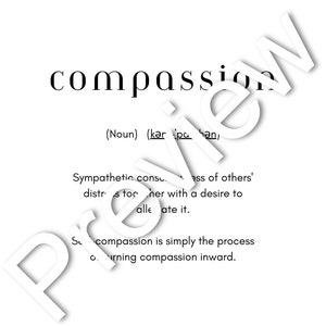 Compassion Definition Poster | Printable PDF | *includes 1 Commercial ...