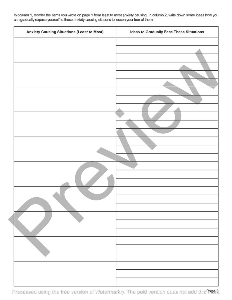 Anxiety Hierarchy Worksheet | Editable / Fillable PDF | for Counselors ...