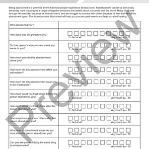 Abandonment Worksheet | Editable / Fillable PDF | for Counselors ...
