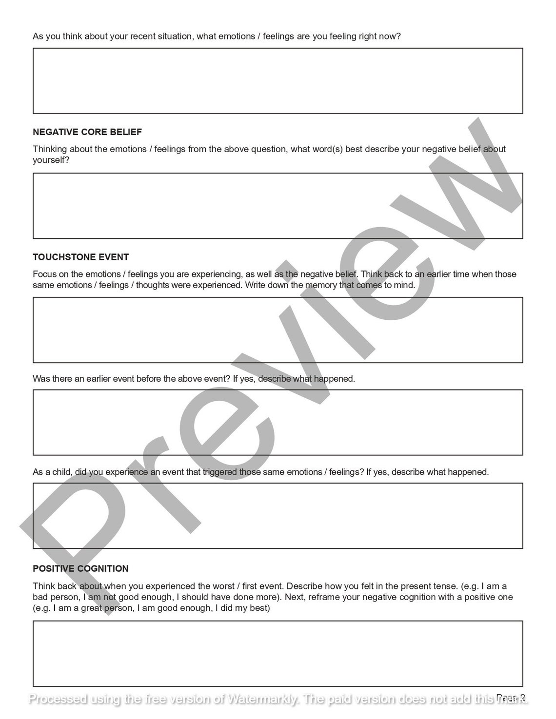 EMDR Phase 1 History Taking Worksheet | Editable / Fillable PDF ...