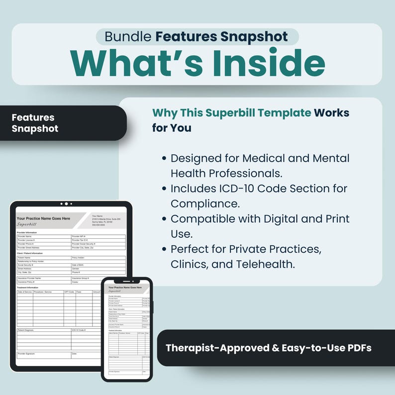 Superbill PDF Template for Mental Health / Counseling | Editable ...