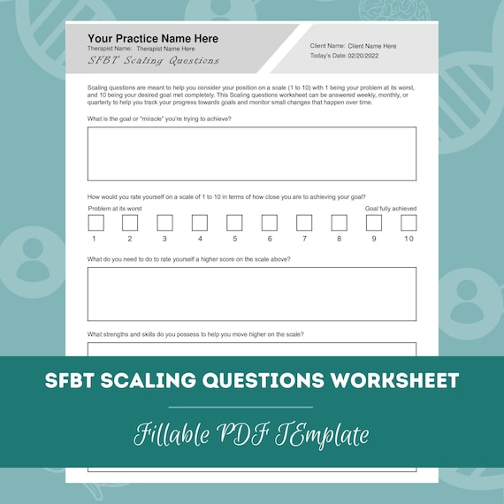 SFBT Scaling Questions Worksheet Editable / Fillable PDF - Etsy