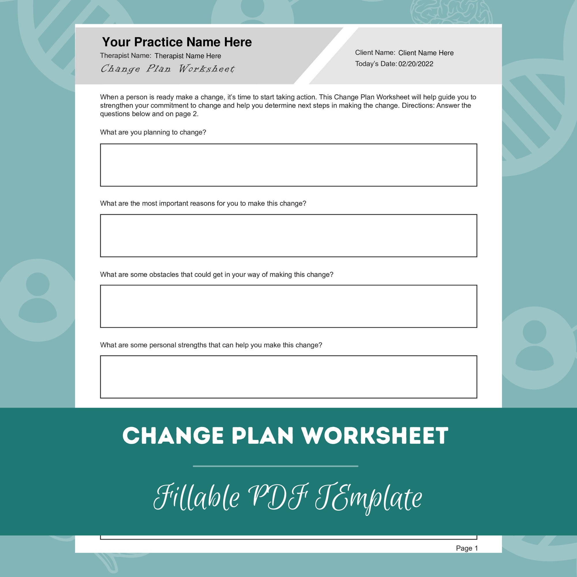 Motivational Interviewing Worksheets Bundle 19 Editable / Fillable ...