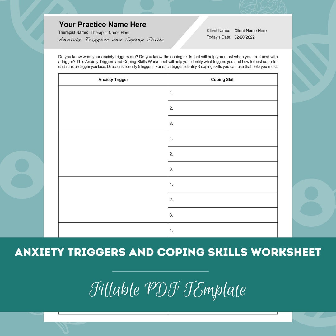 Anxiety Triggers and Coping Skills Worksheet | Editable / Fillable PDF ...