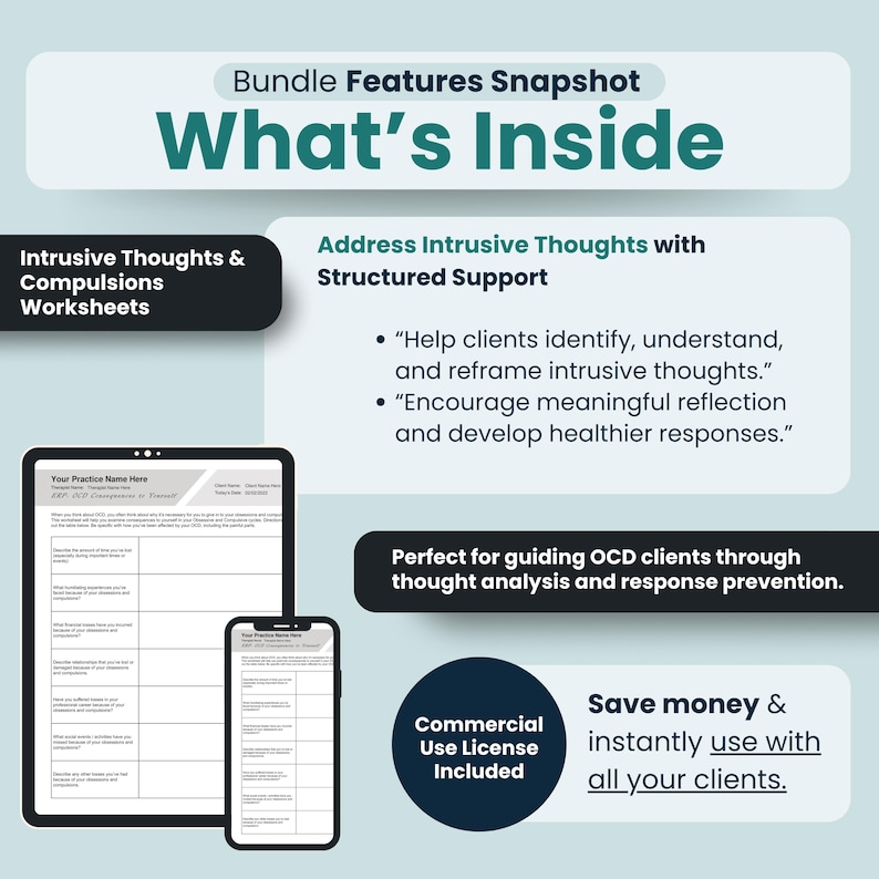 ERP Worksheets Bundle, 18 Fillable/printable PDF Templates, Exposure ...