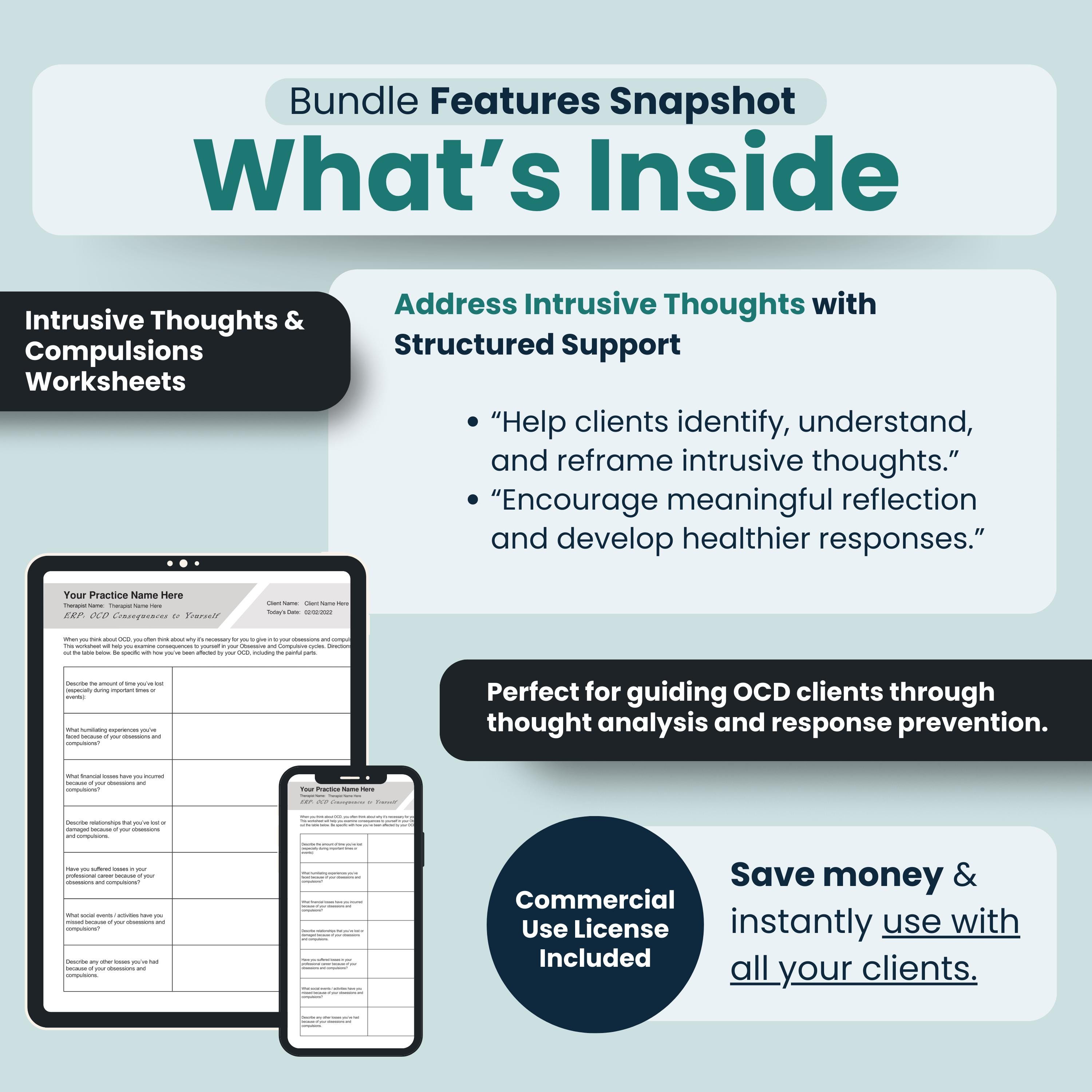 ERP Worksheets Bundle, 18 Fillable/printable PDF Templates, Exposure ...
