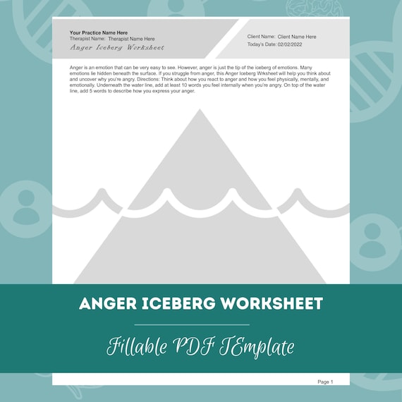 Anger Iceberg Worksheet Editable / Fillable PDF for - Etsy